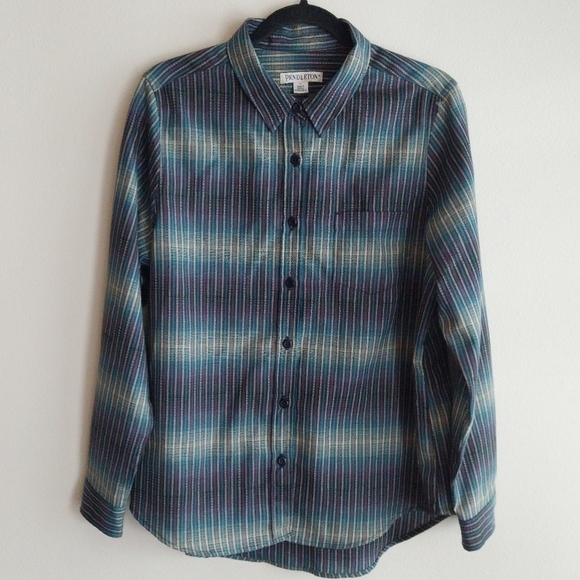 Pendleton | Tops | Pendleton Multicolor Textured Stripe Virgin Wool ...